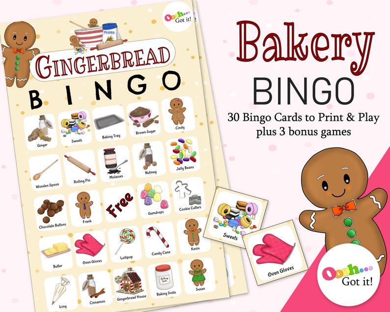 Gingerbread Bakery Bingo a Printable Christmas Baking Party - Etsy