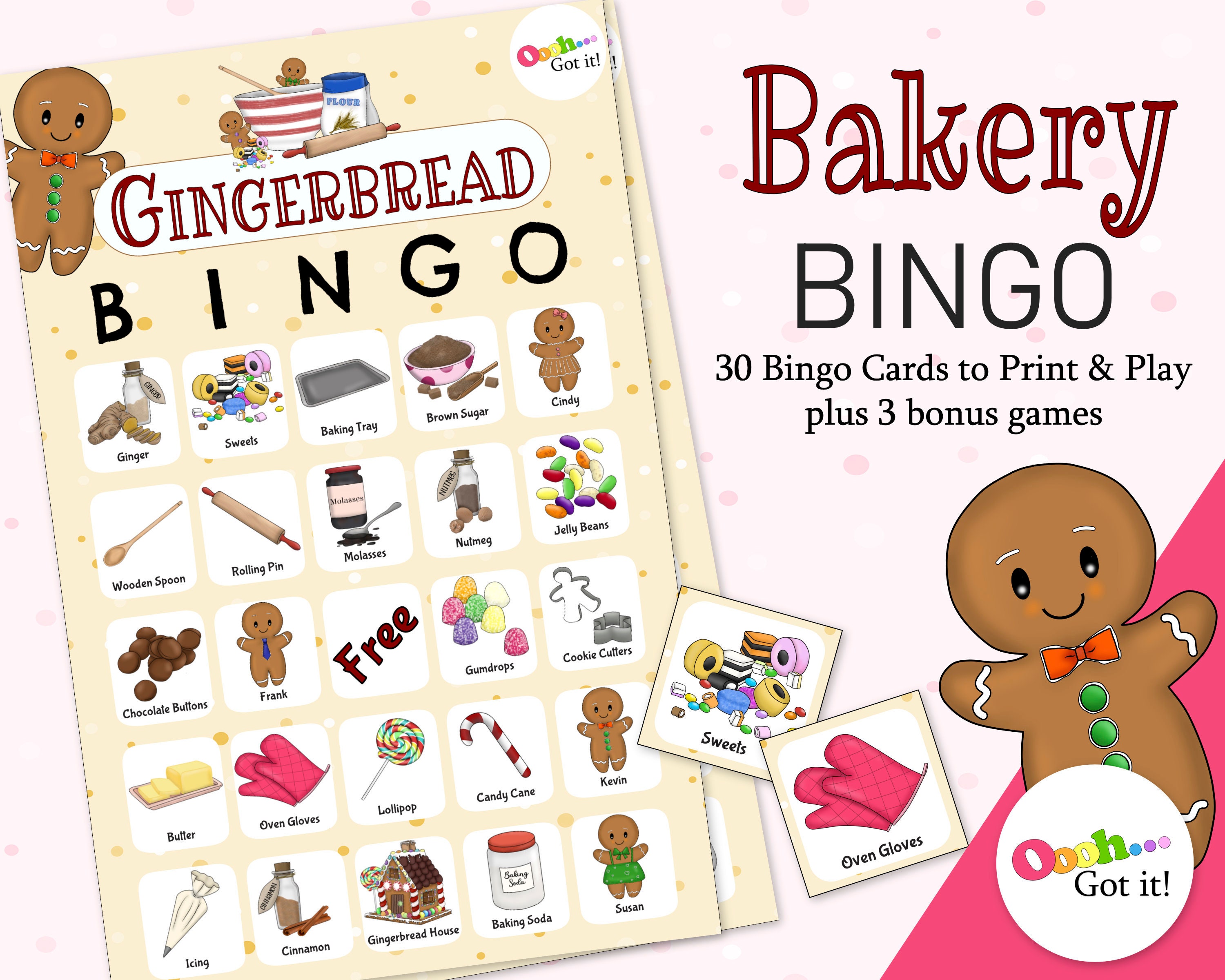 Gingerbread Bakery Bingo a Printable Christmas Baking Party - Etsy Canada