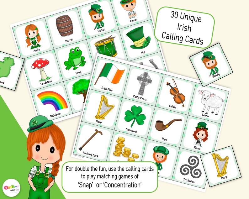 St. Patrick's Day Bingo, a Printable Leprechaun Game, a Irish Shamrock ...