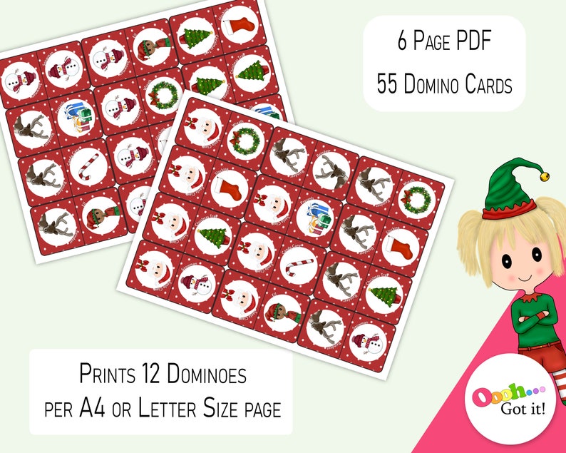 Christmas Dominoes a Printable Game for Christmas Eve Xmas - Etsy