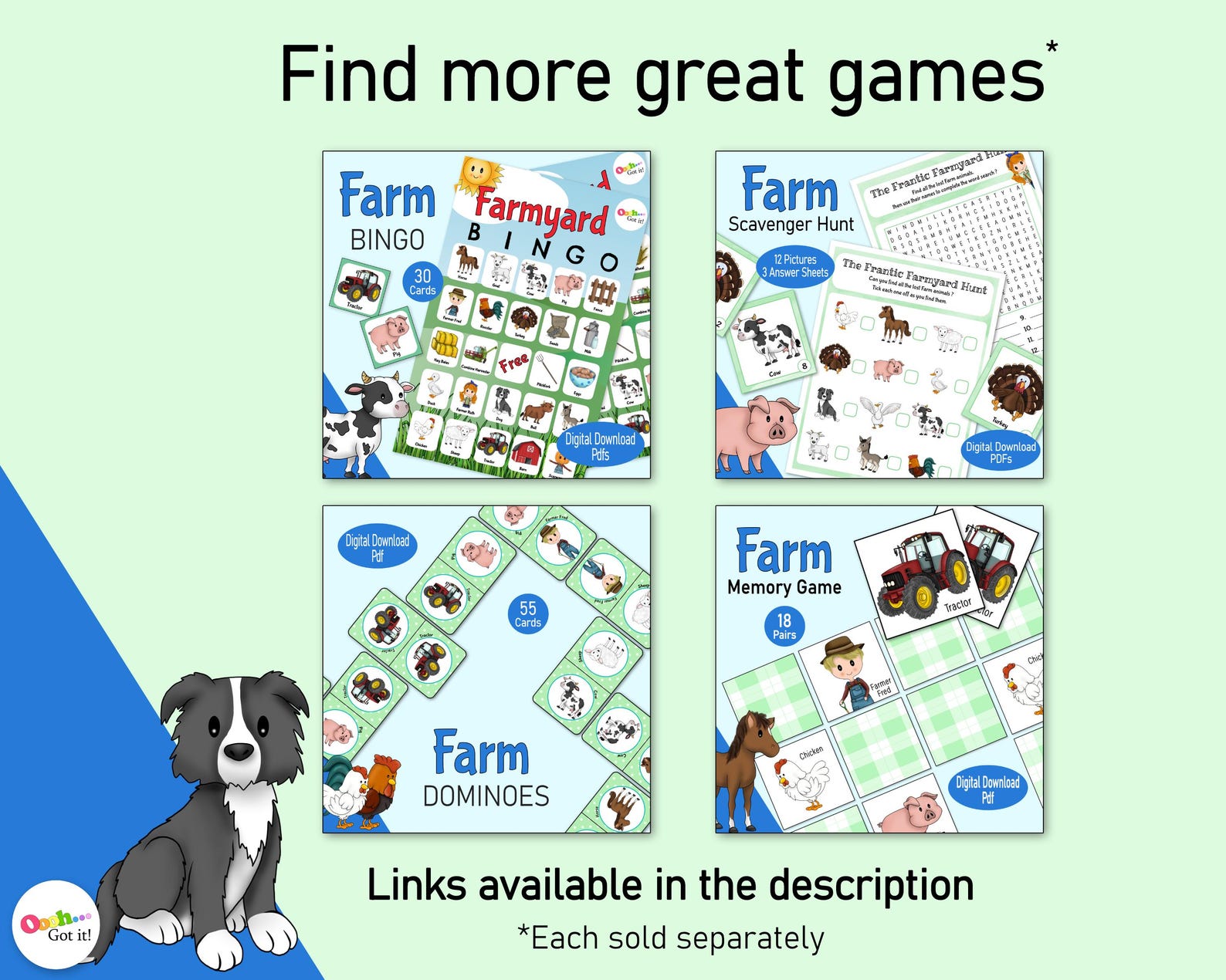 Farm Animal Memory Game, a Printable Picture Matching Card Game for ...