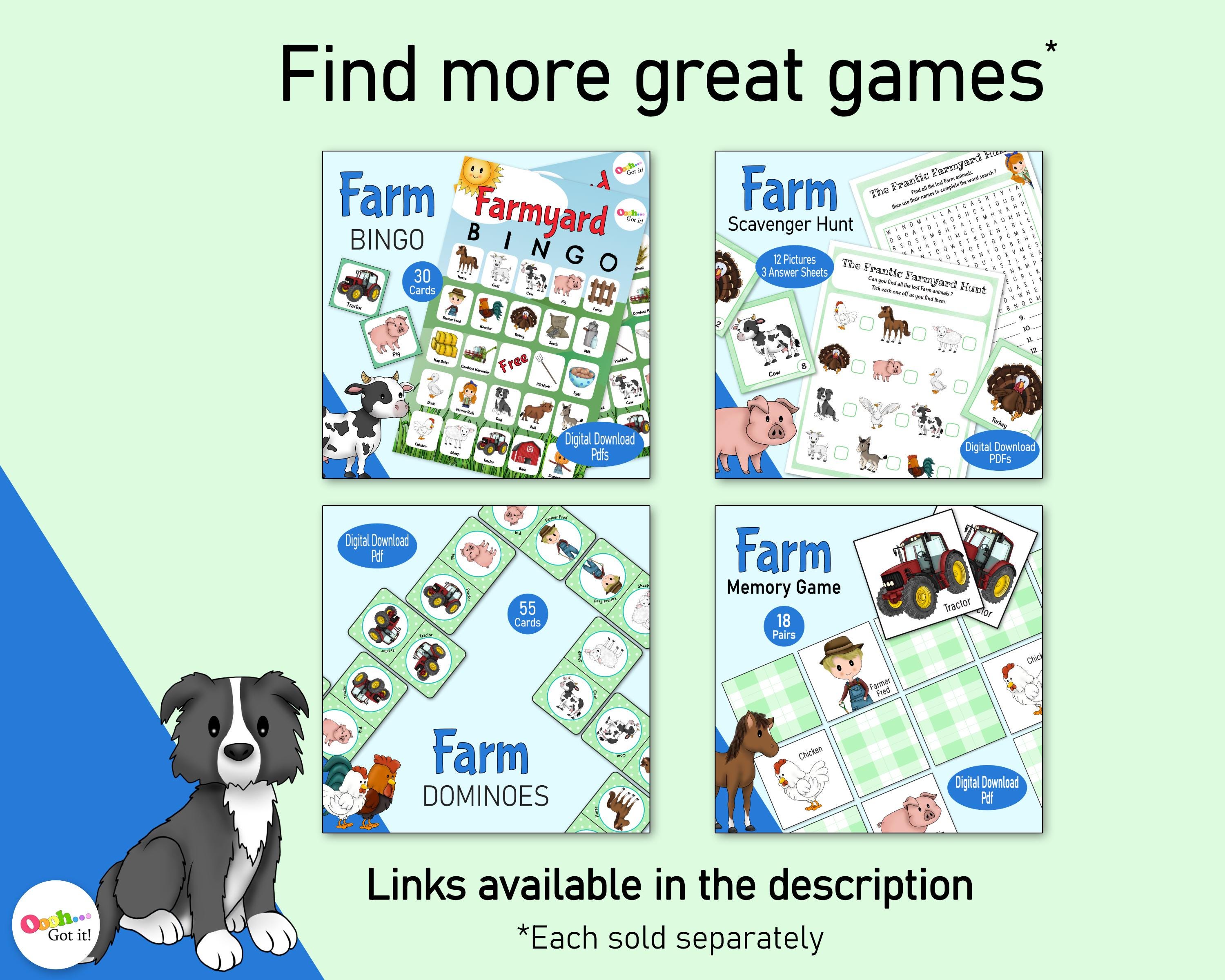 Farm Animal Memory Game, a Printable Picture Matching Card Game for ...