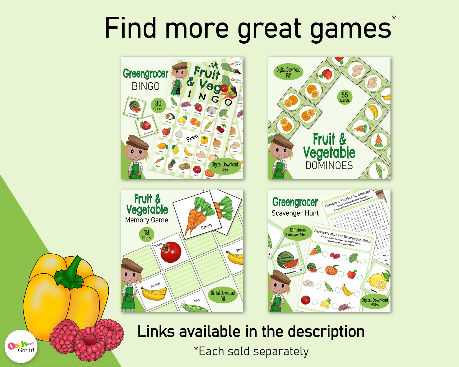 Fruit & Vegetable Picture Scavenger Hunt a Fun Printable - Etsy