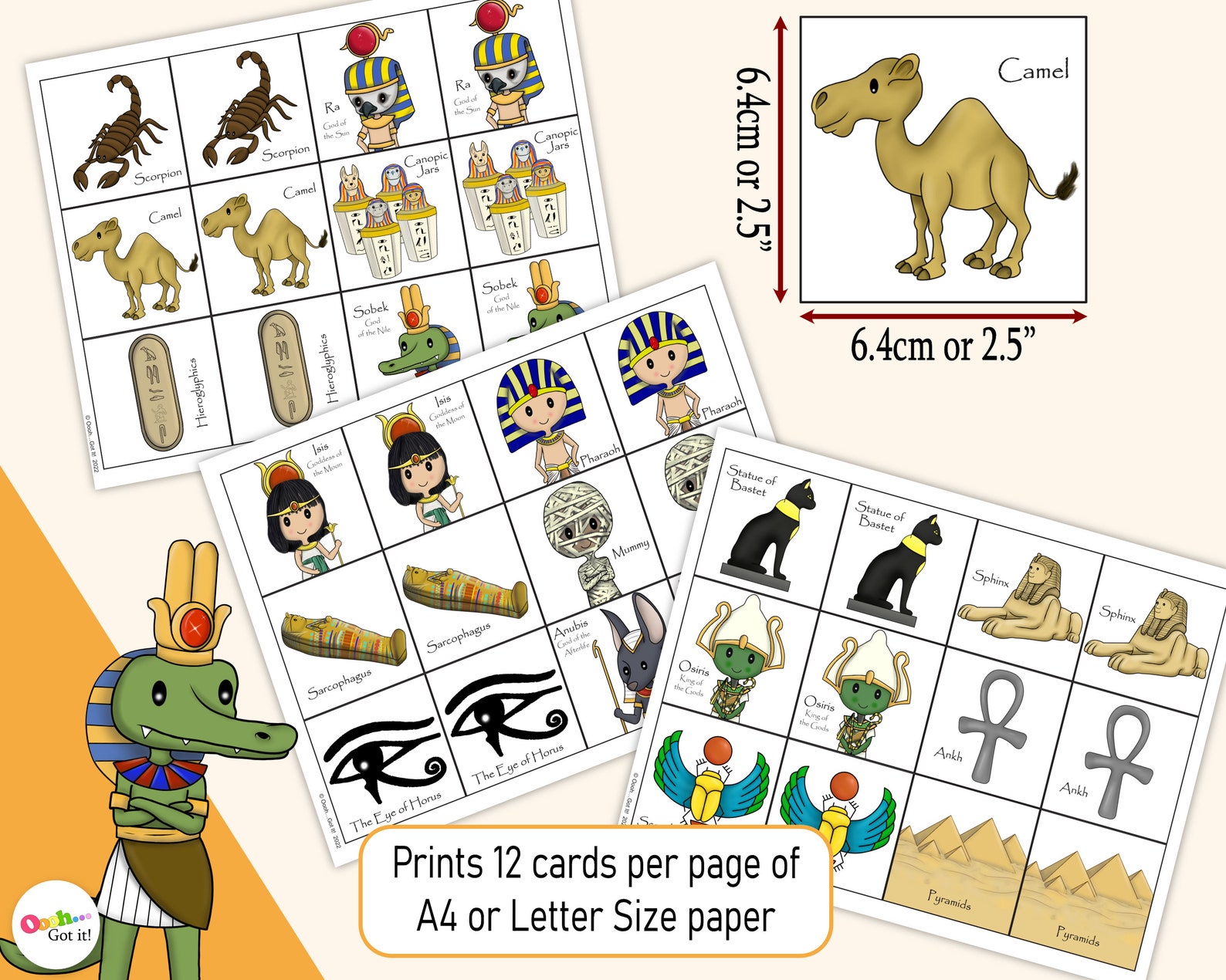 Ancient Egypt Memory Card Game, a Printable Egyptian Picture Matching ...