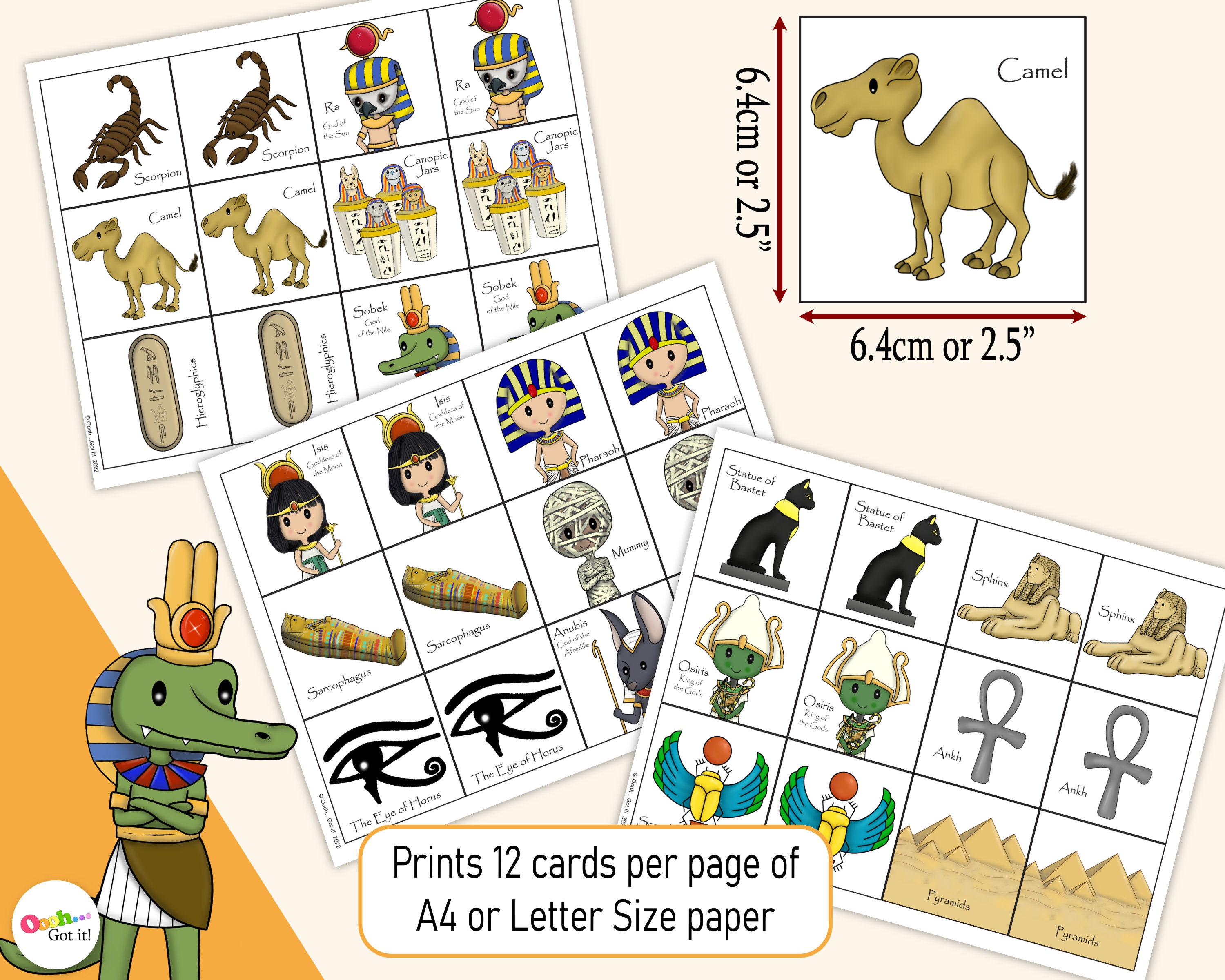 Ancient Egypt Memory Card Game, a Printable Egyptian Picture Matching ...