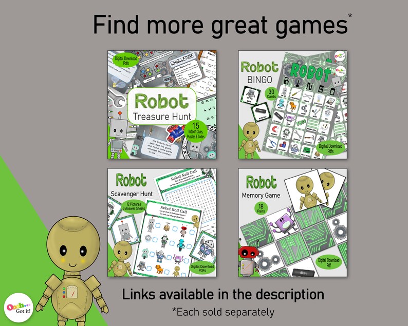 Robot Memory Cards, a Printable Robotic Picture Matching, a Toddler ...