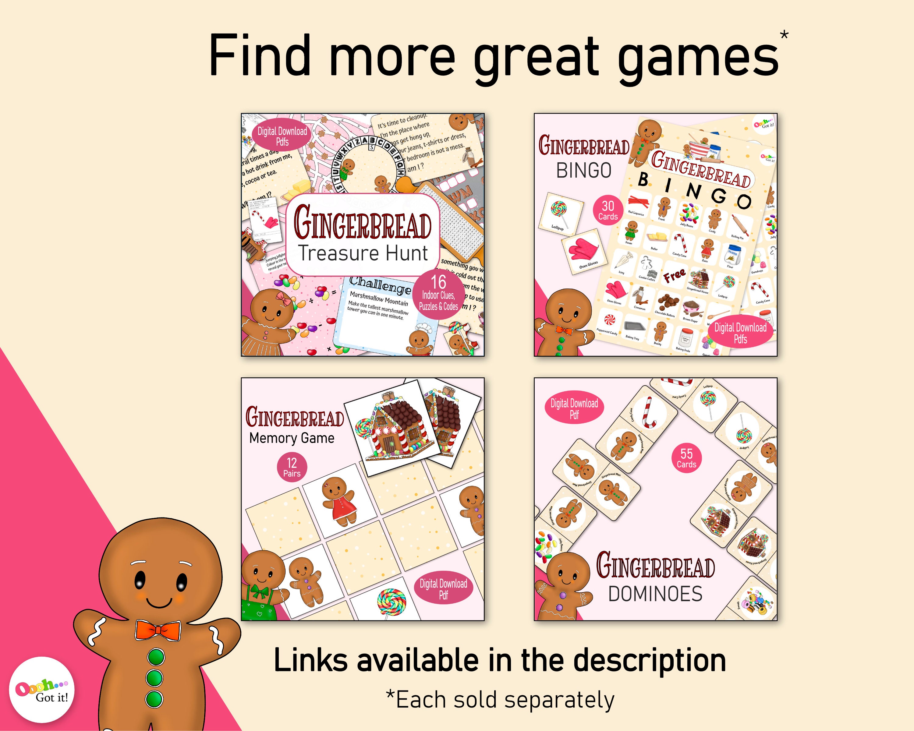 Gingerbread Picture Scavenger Hunt, a Printable Baking Party Game for ...