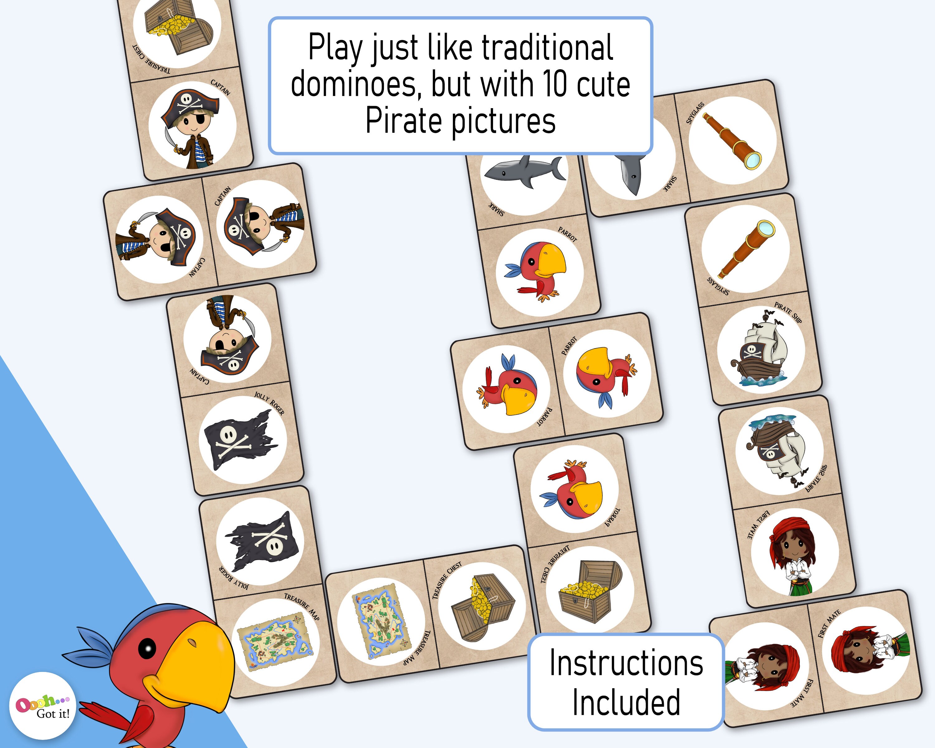 Pirate Dominoes, a Printable Kids Activity for a Pirate Birthday Party ...