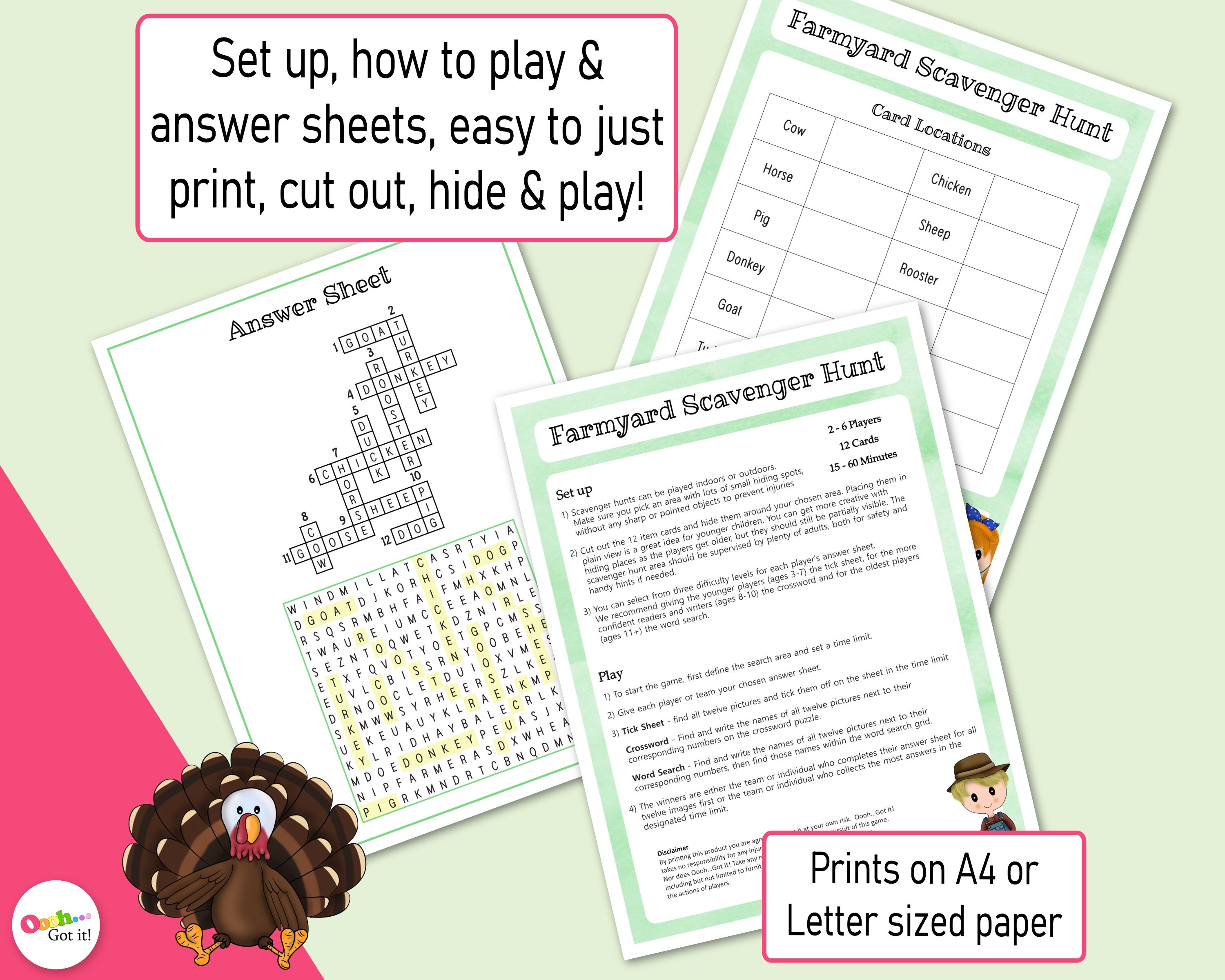Farm Animal Scavenger Hunt, a Printable Barnyard Picture Treasure Hunt ...