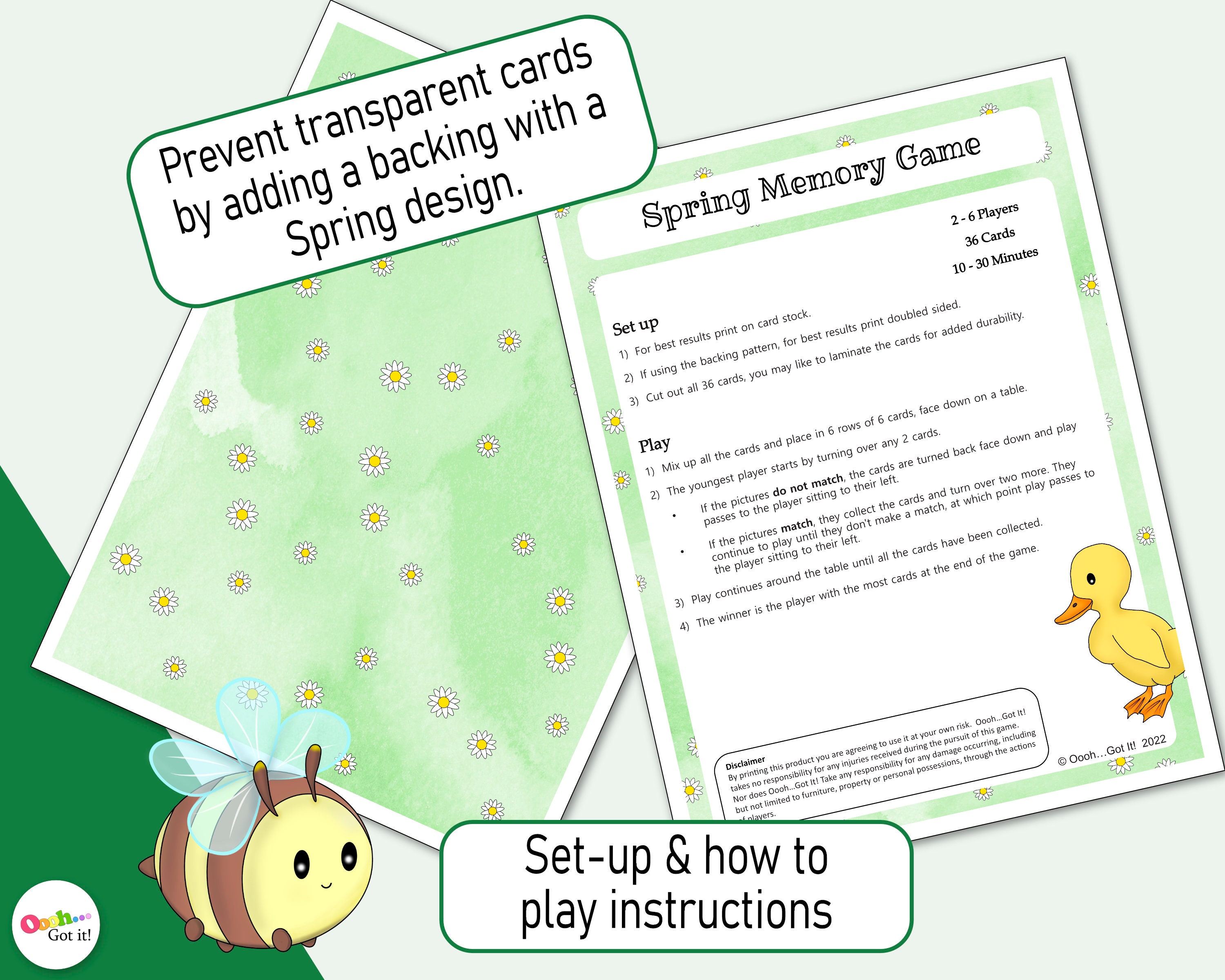 Springtime Memory Card Game, a Printable Spring Picture Matching Family ...