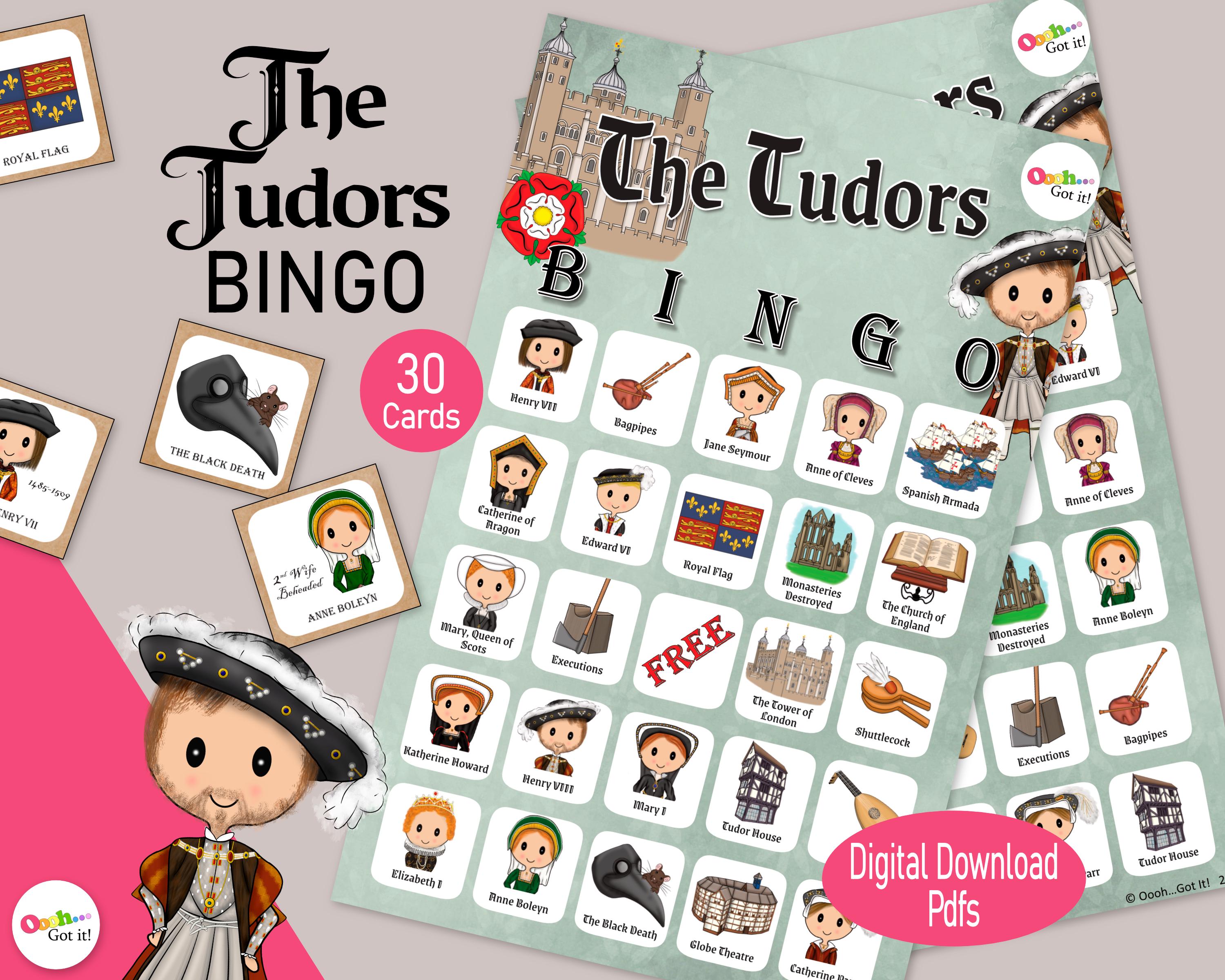 The Tudors Bingo, a British History Game Featuring Henry VIII & His Six ...