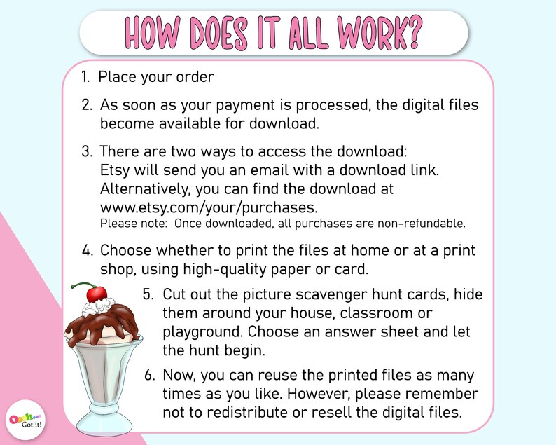 Ice Cream Picture Scavenger Hunt, a Printable Sweet Party Game, Summer ...