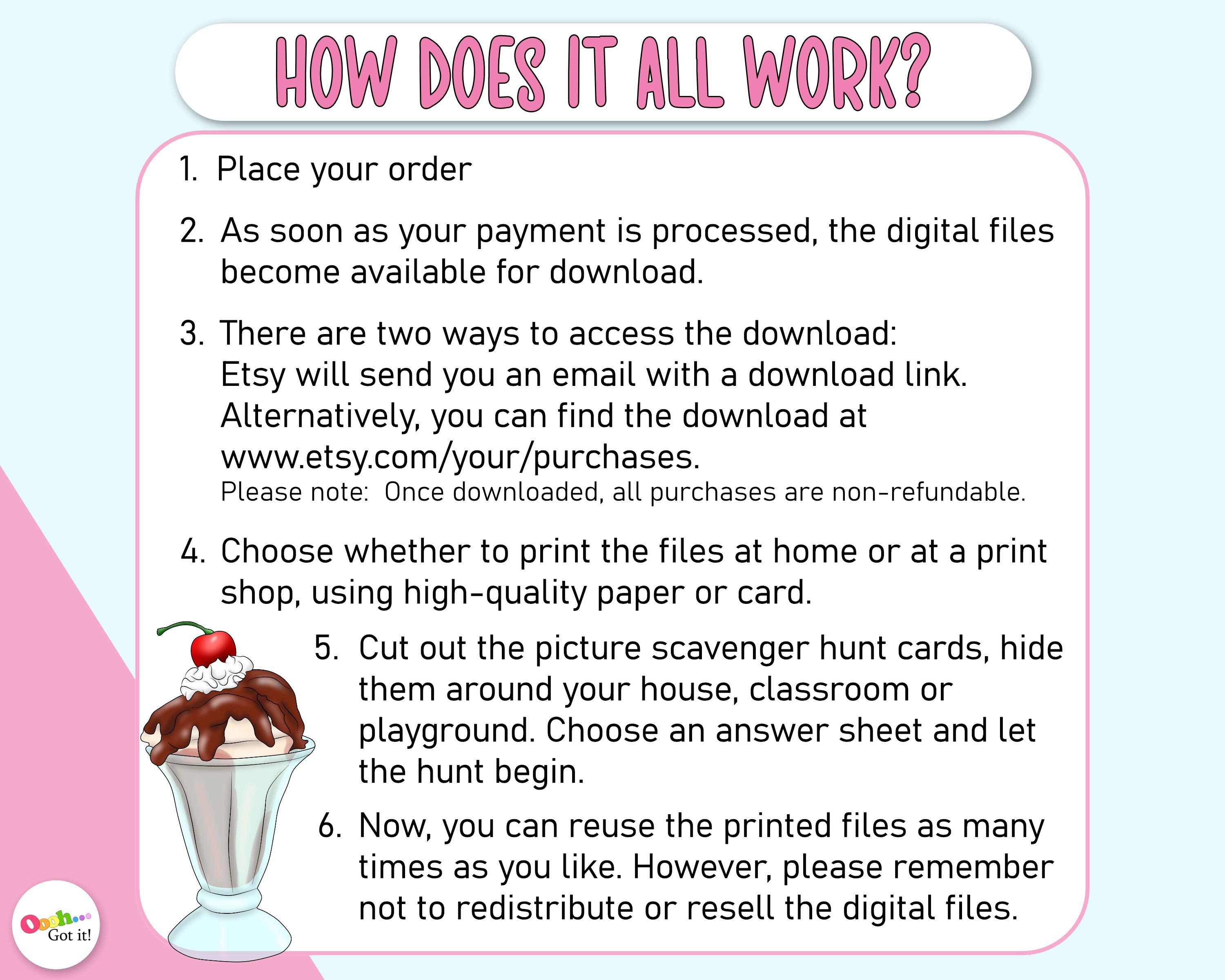 Ice Cream Picture Scavenger Hunt, a Printable Sweet Party Game, Summer ...