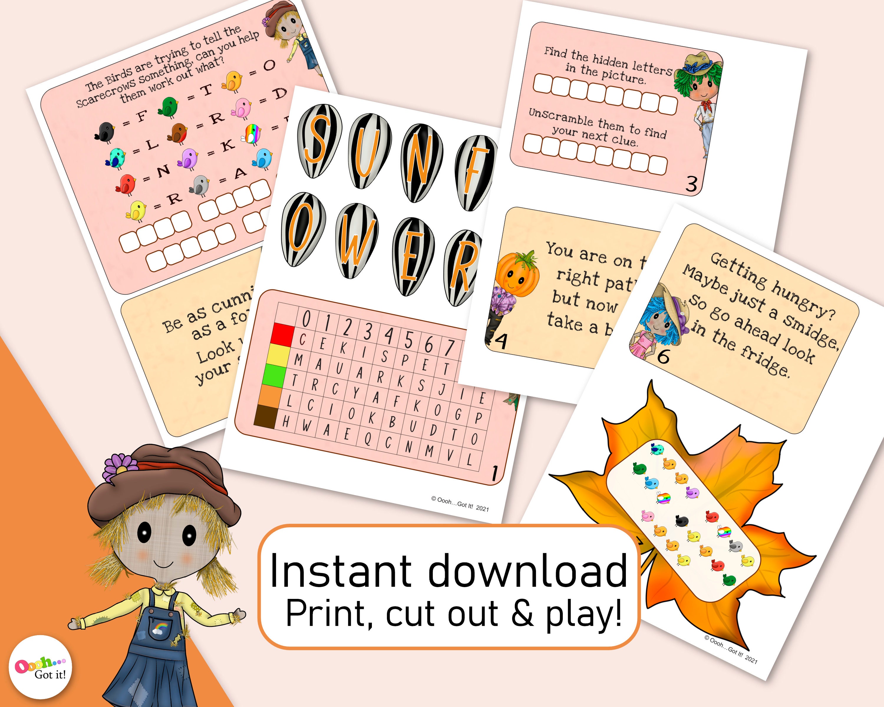 Fall Scarecrow Treasure Hunt, an Indoor, Autumn, Escape Room, Family ...