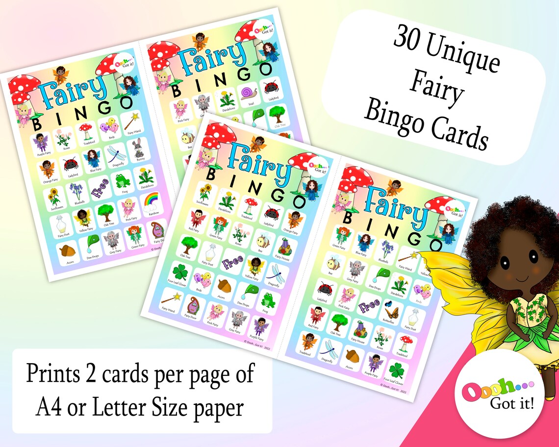 Fairy Bingo a Printable Rainbow Kids Activity Party Game for - Etsy UK