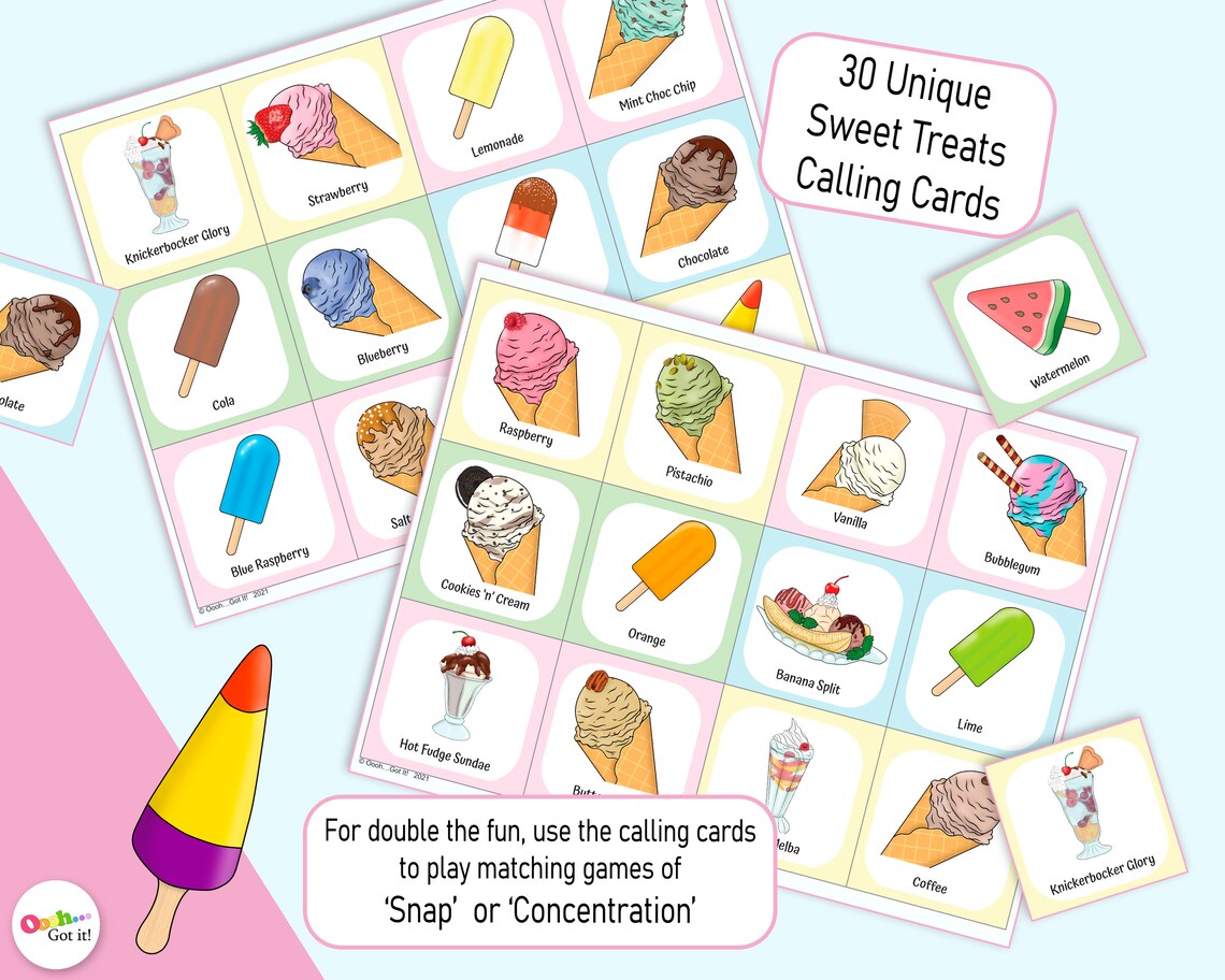 Ice Cream Bingo, a Printable Sweet Party Game, Summer Fun for Kids, a ...
