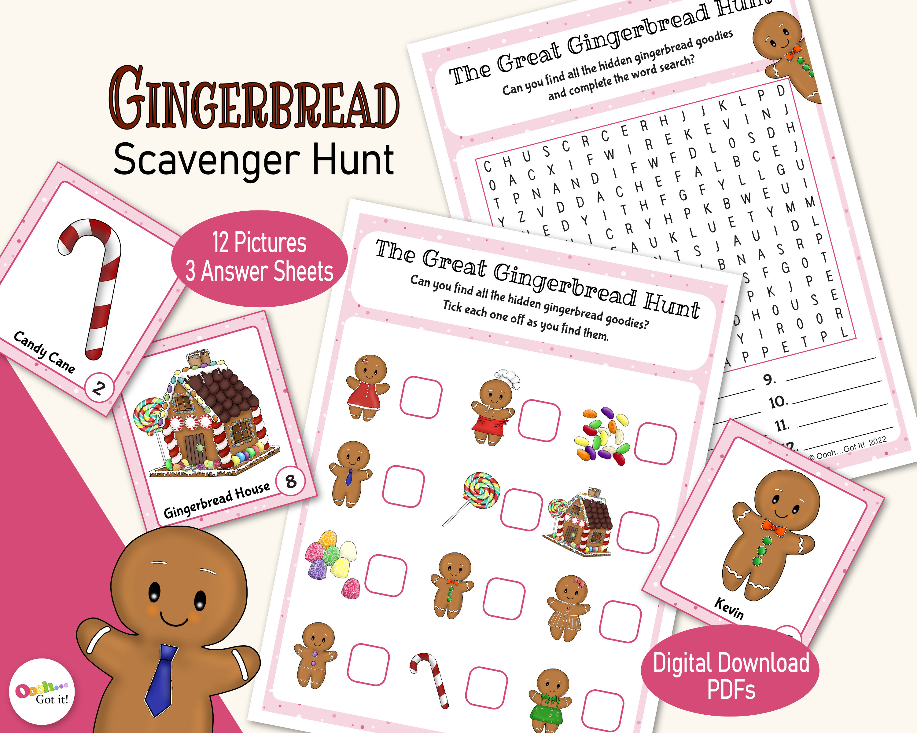 Gingerbread Picture Scavenger Hunt, a Printable Baking Party Game for ...
