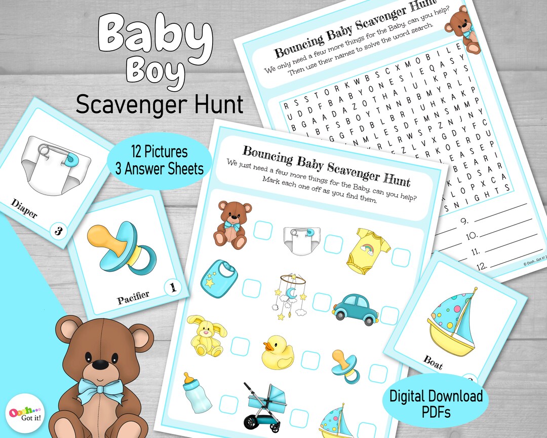 Baby Scavenger Hunt, a Printable Picture Teddy Bear Treasure Hunt, a ...