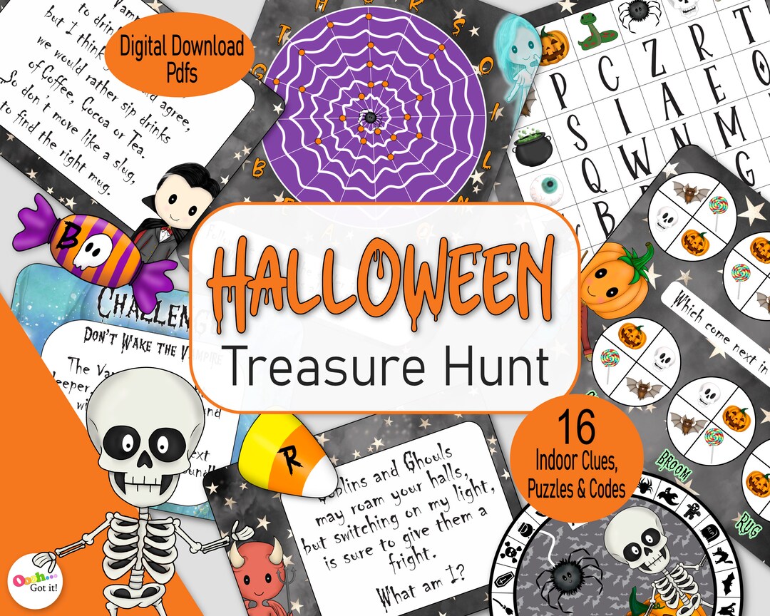 Halloween Treasure Hunt, a Printable Indoor Family Scavenger Hunt, Fun ...