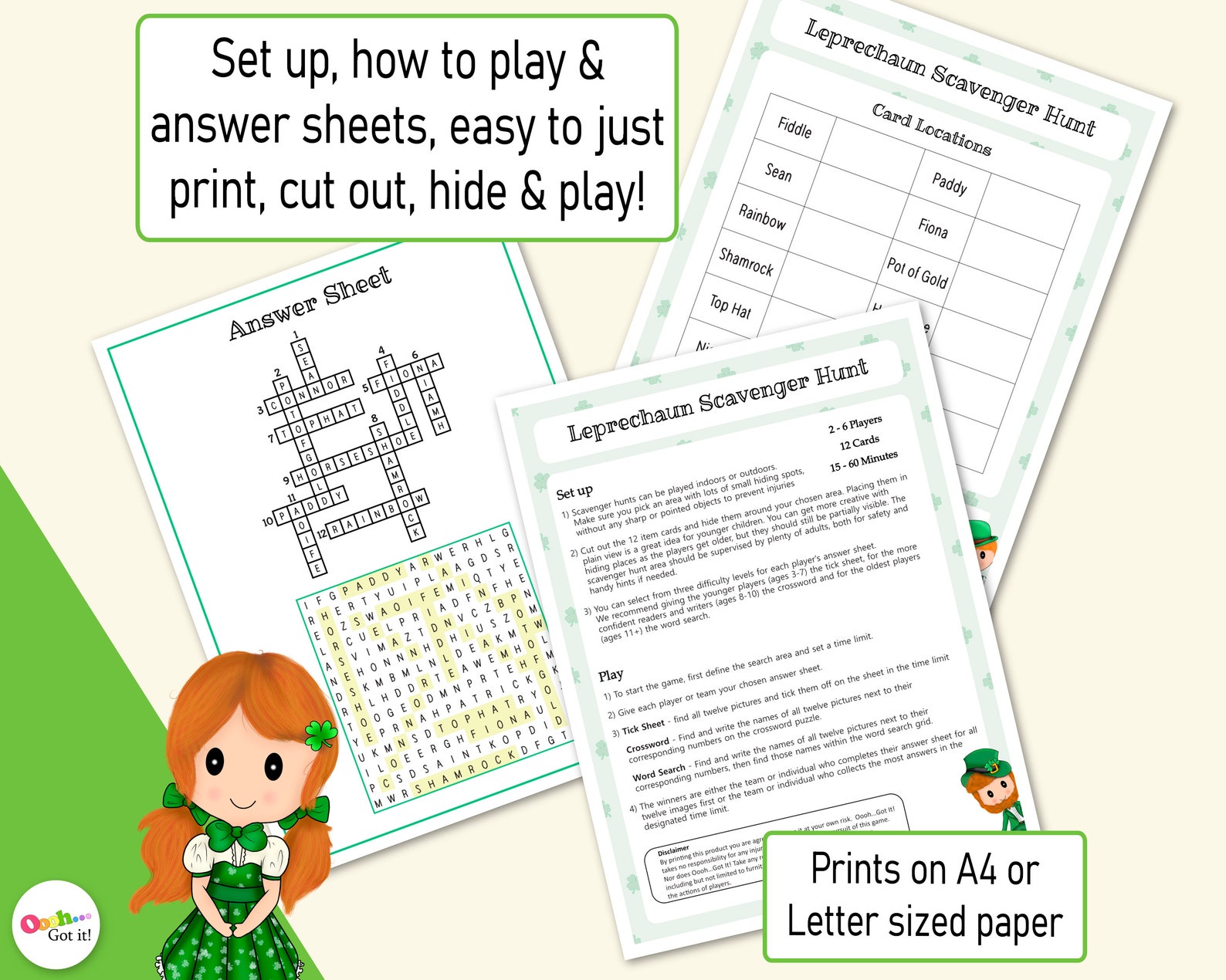 St Patrick's Day Scavenger Hunt, a Printable Leprechaun Picture ...
