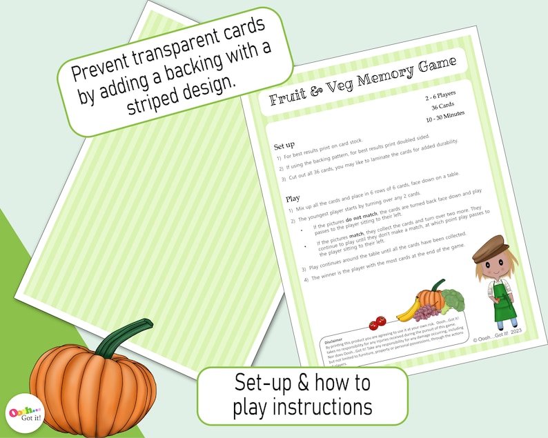 Fruit & Vegetable Memory Game, a Greengrocer, Farmers Market, Healthy ...