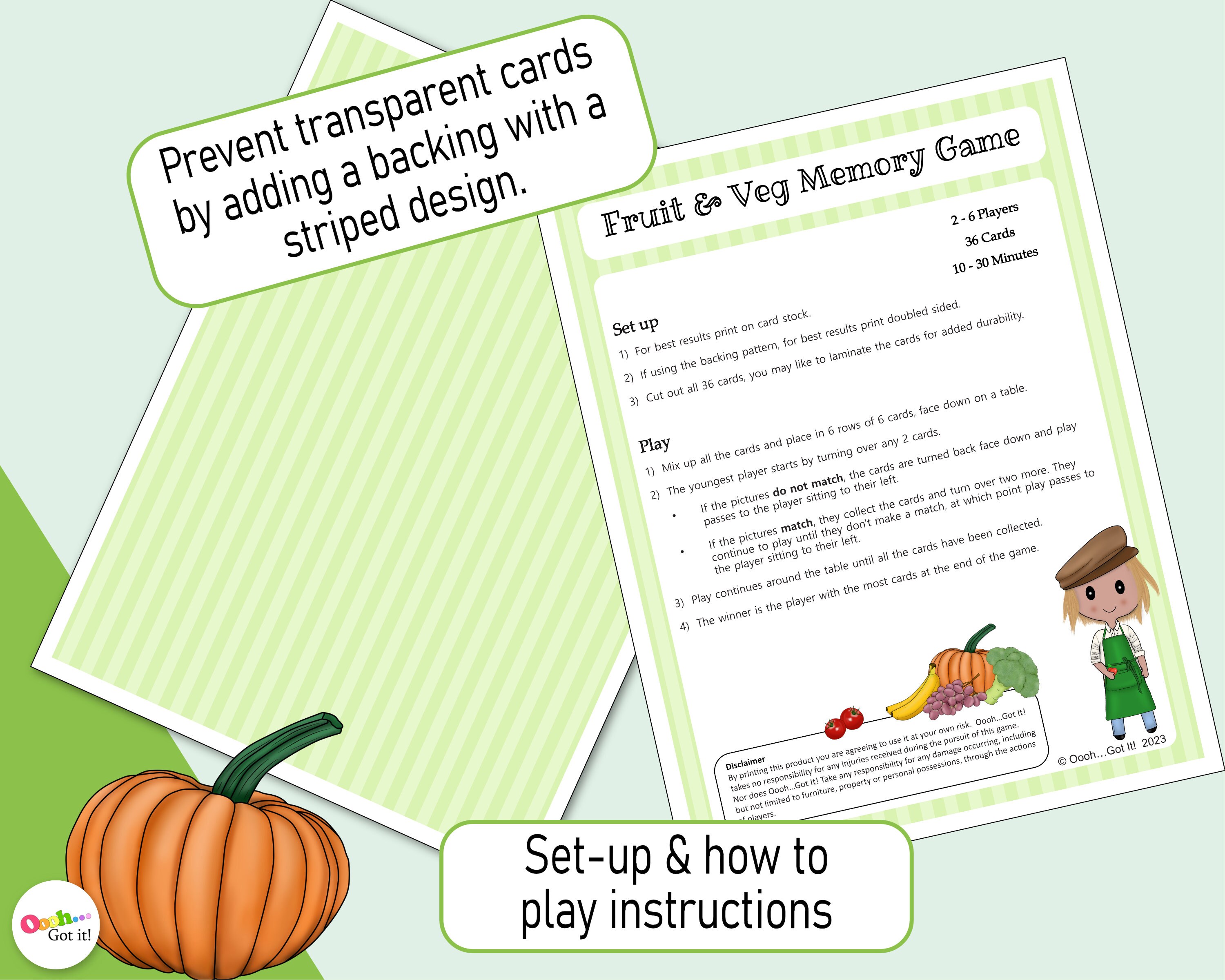 Fruit & Vegetable Memory Game, a Greengrocer, Farmers Market, Healthy ...