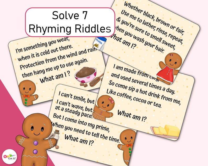 Gingerbread Man Treasure Hunt, a Cute Printable Kids Festive Baking ...