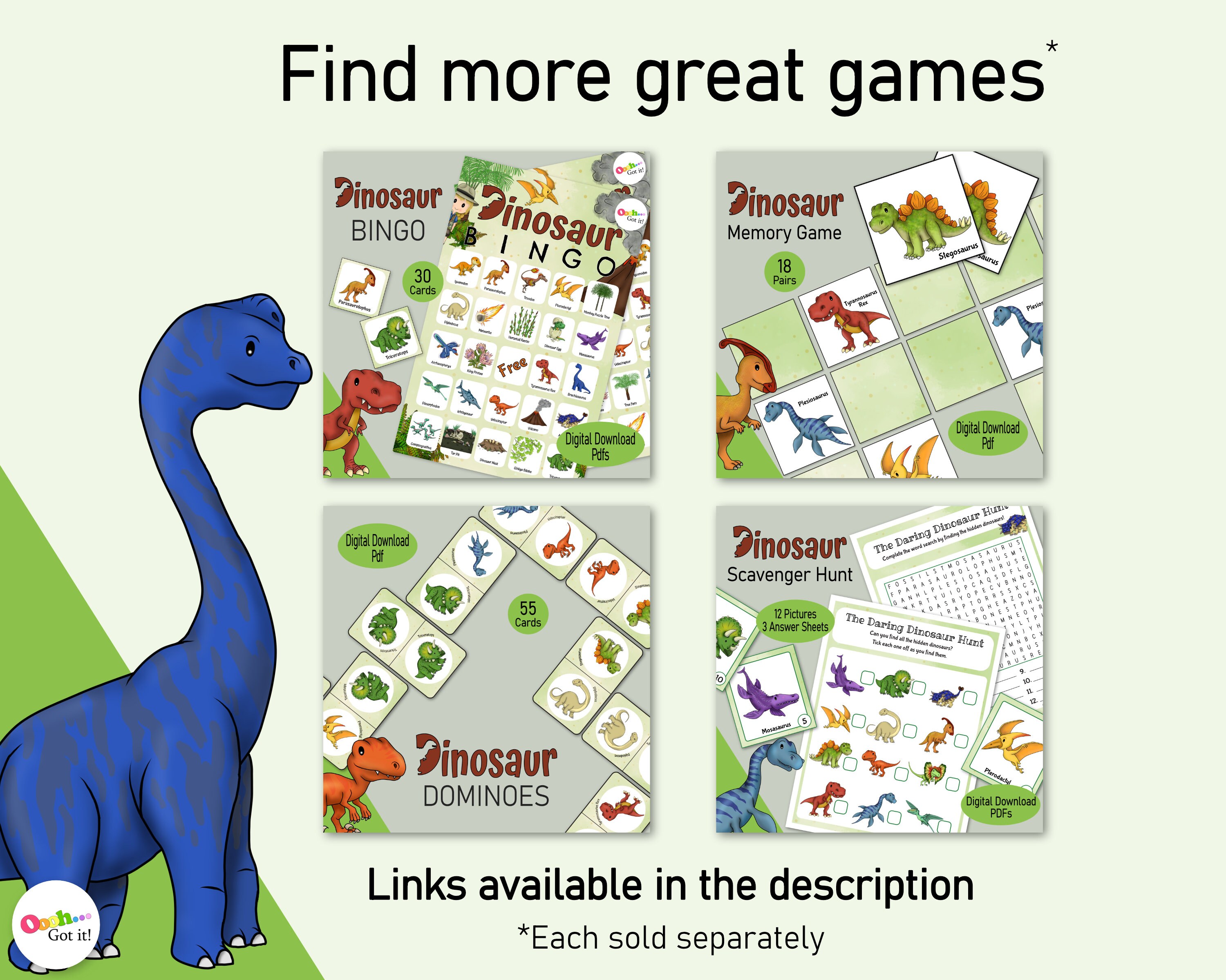 Dinosaur Picture Scavenger Hunt, a Printable Jurassic Picture Matching ...