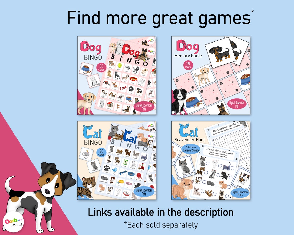 Dog Scavenger Hunt, a Printable Puppy Picture Matching Game, Hide ...