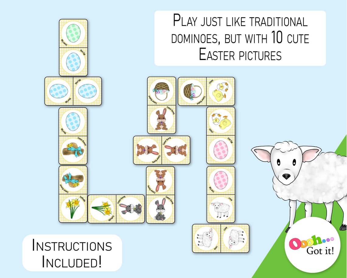 Easter Picture Dominoes a Printable Party Game Pre-school - Etsy
