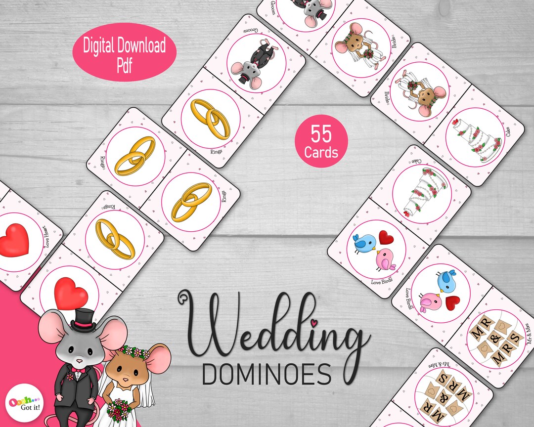 Wedding Dominoes, a Cute Printable Wedding Mouse Reception Game for ...
