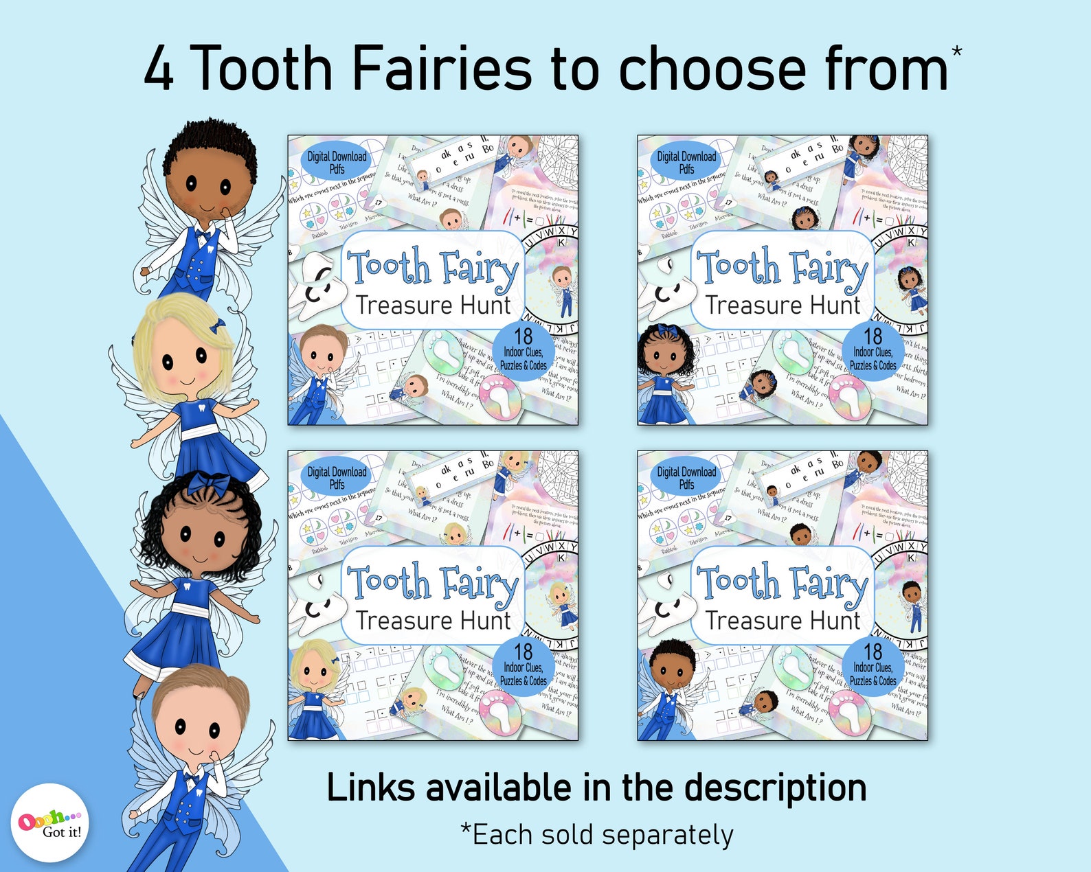 Tooth Fairy Treasure Hunt for Kids, Printable Scavenger Hunt Clues ...