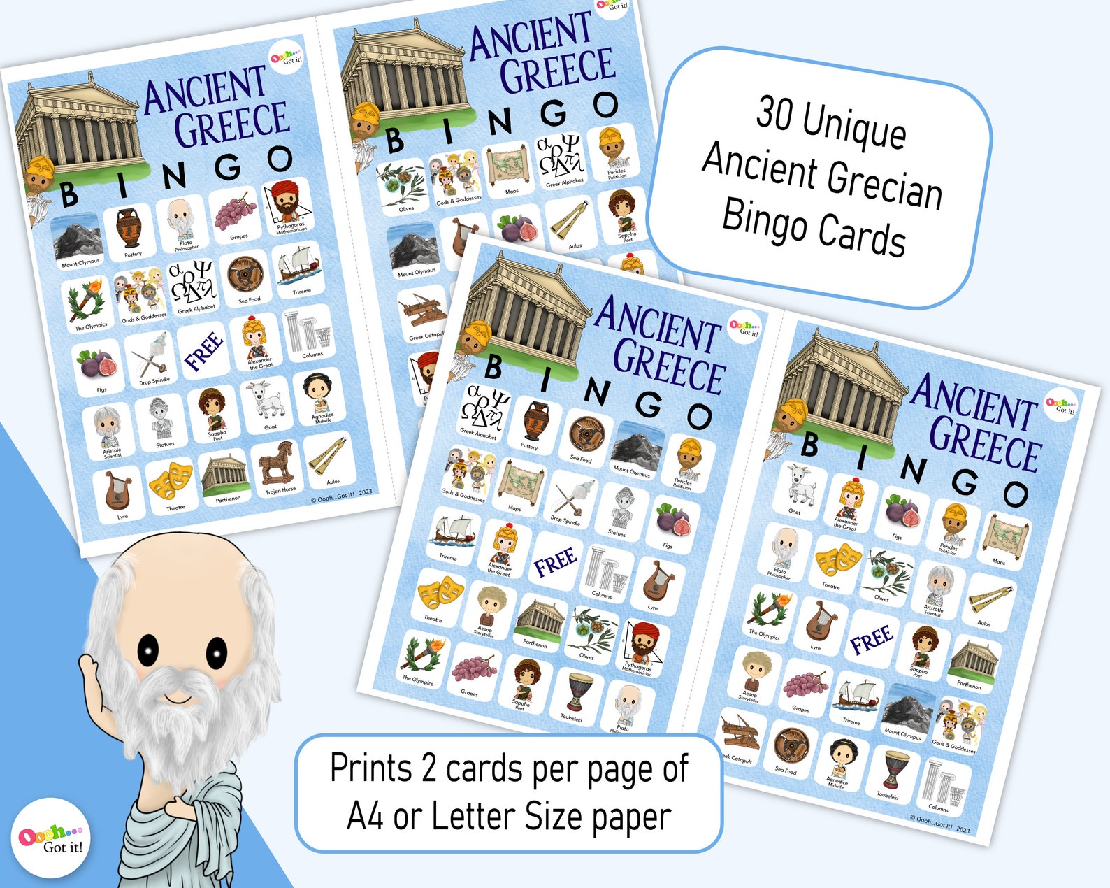 Ancient Greece Bingo a Printable Greek Party Game Fun Family - Etsy UK