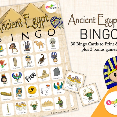 Ancient Egyptian Bingo Cards a Printable Mummy Party Game - Etsy UK