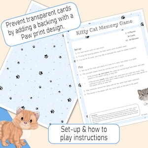 Cat Memory Card Game, a Printable Kitty Picture Matching Activity for ...
