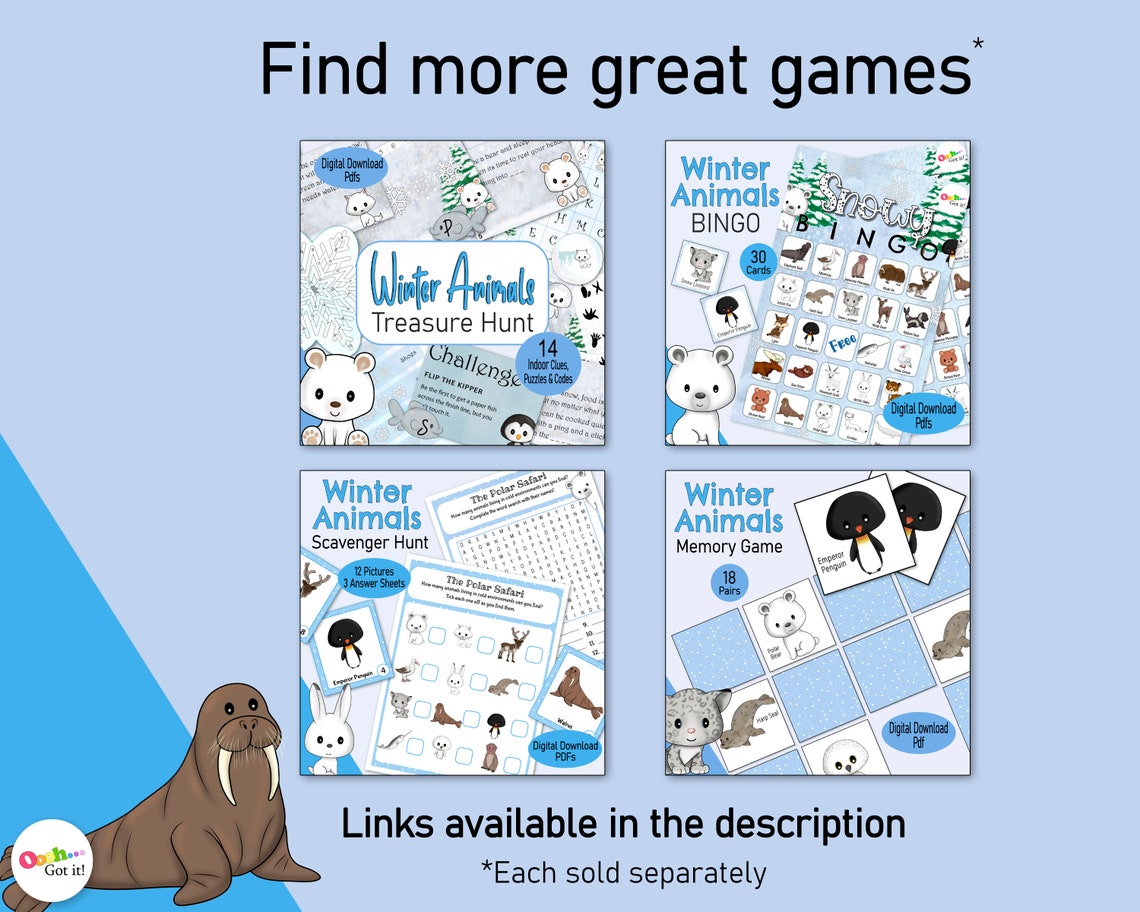 Arctic Animal Dominoes a Printable Kids Picture Game a - Etsy UK
