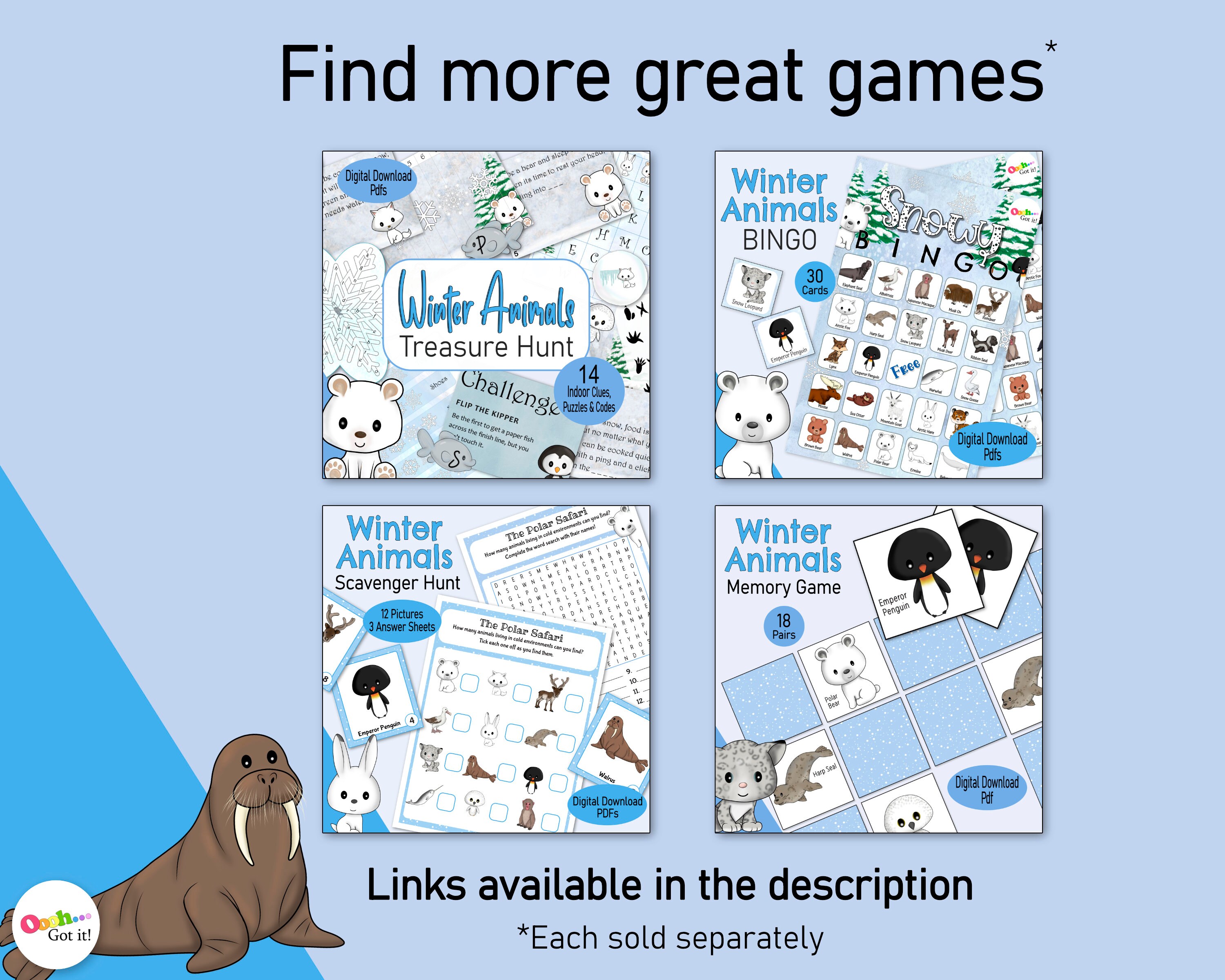 Arctic Animal Dominoes a Printable Kids Picture Game a - Etsy UK