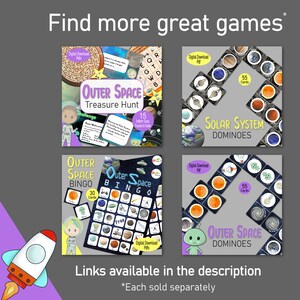 Outer Space Dominoes, a Printable Alien Kids Activity Game, for a Solar ...