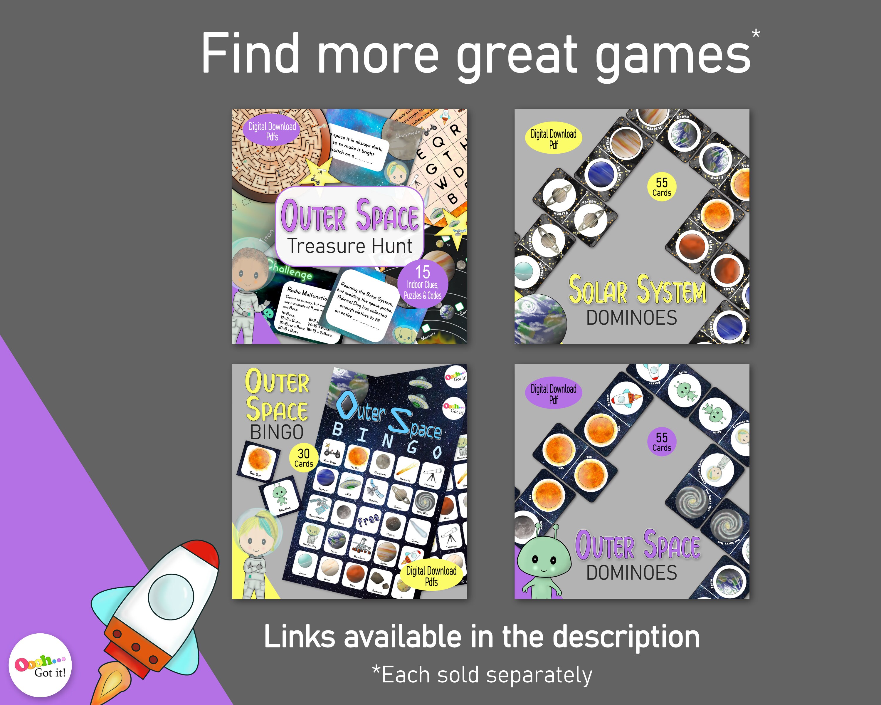 Outer Space Dominoes, a Printable Alien Kids Activity Game, for a Solar ...