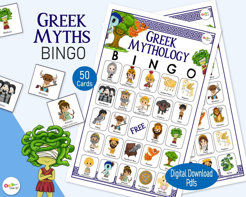 Greek Mythology Bingo for Kids – Printable Ancient Greece History Game ...