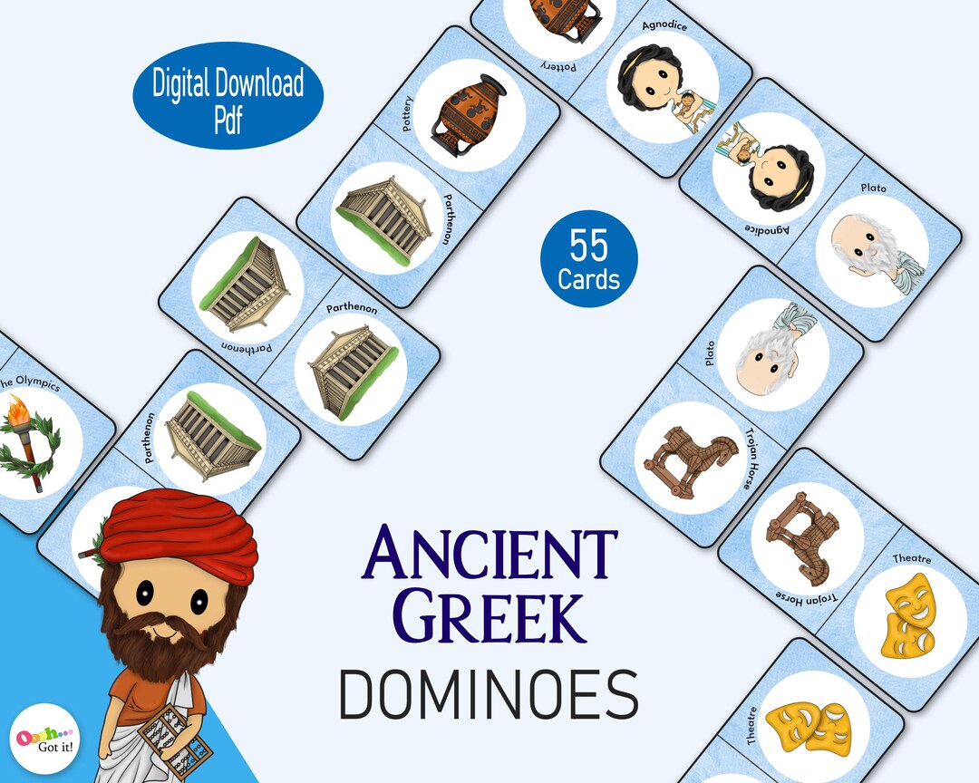 Ancient Greece Dominoes, a Printable Greek History Picture Matching ...
