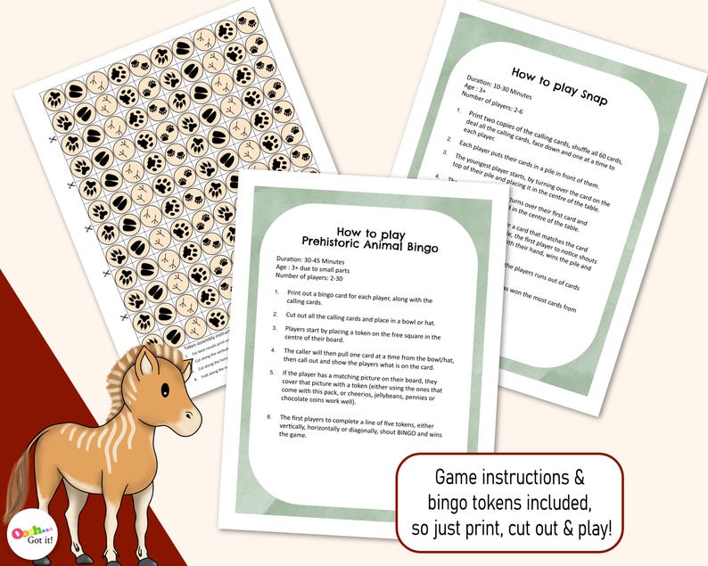 Prehistoric Animals Bingo - a Printable Ice Age Party Game, a Fun ...