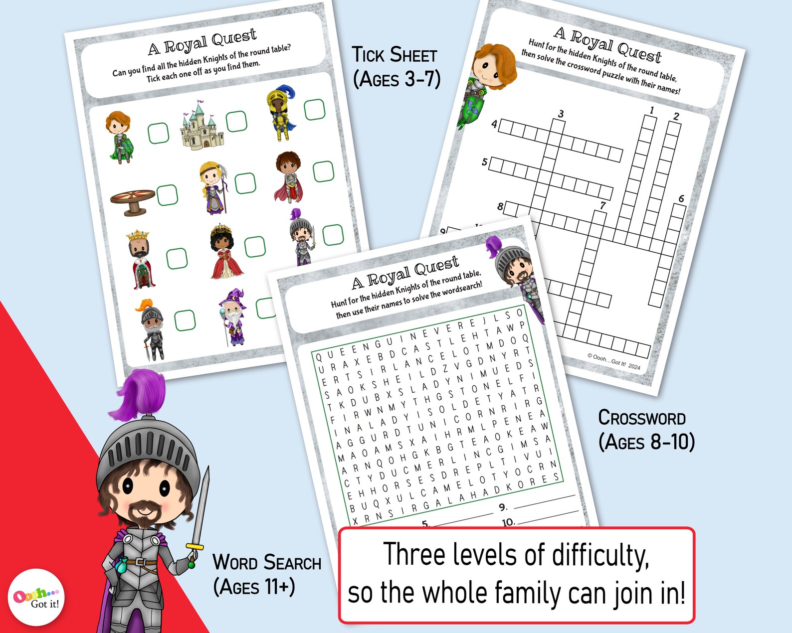 King Arthur Scavenger Hunt, a Printable Medieval Knight Picture ...