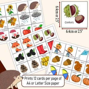 Autumn Memory Card Game, a Printable Fall Picture Matching Game, for ...