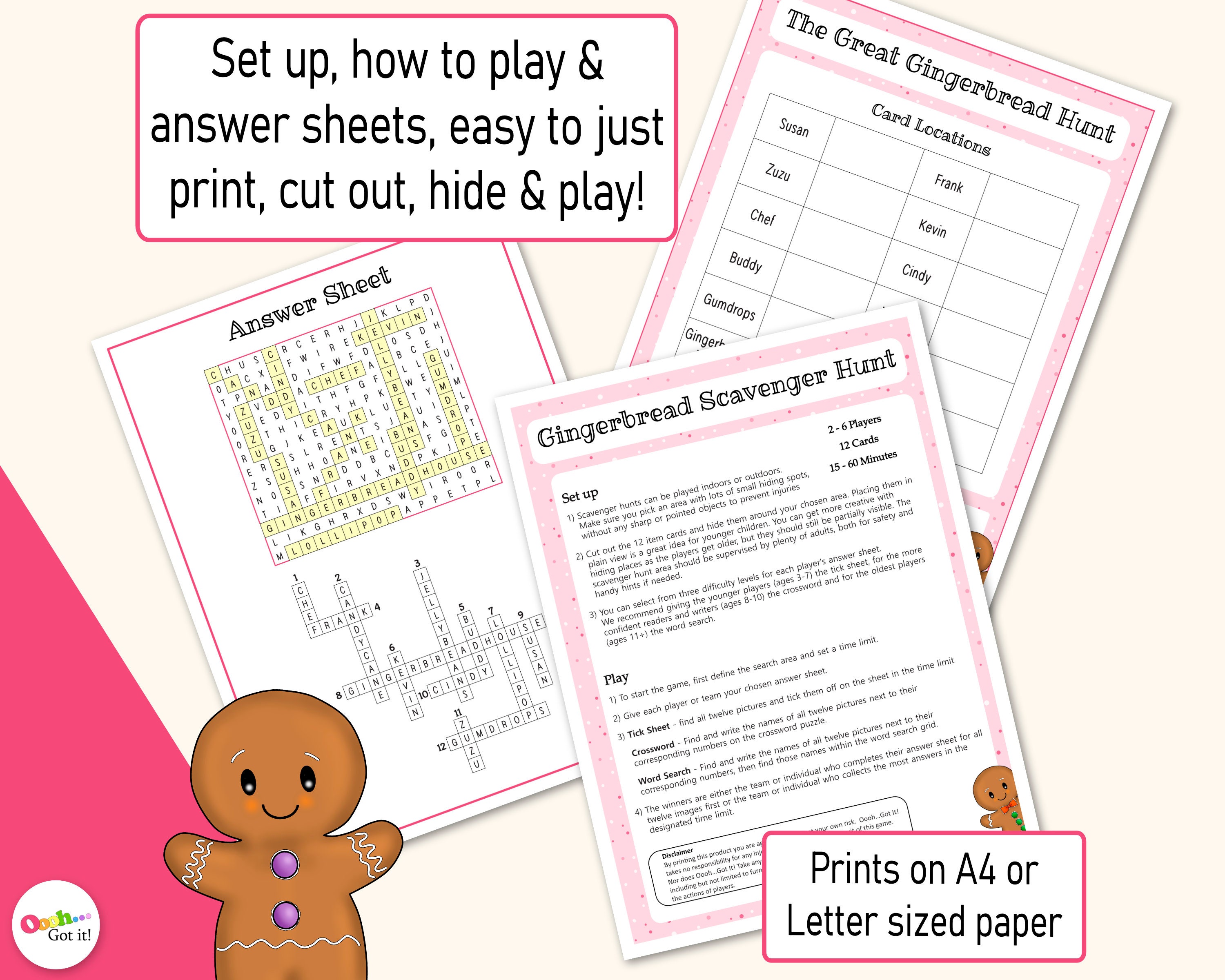 Gingerbread Picture Scavenger Hunt, a Printable Baking Party Game for ...