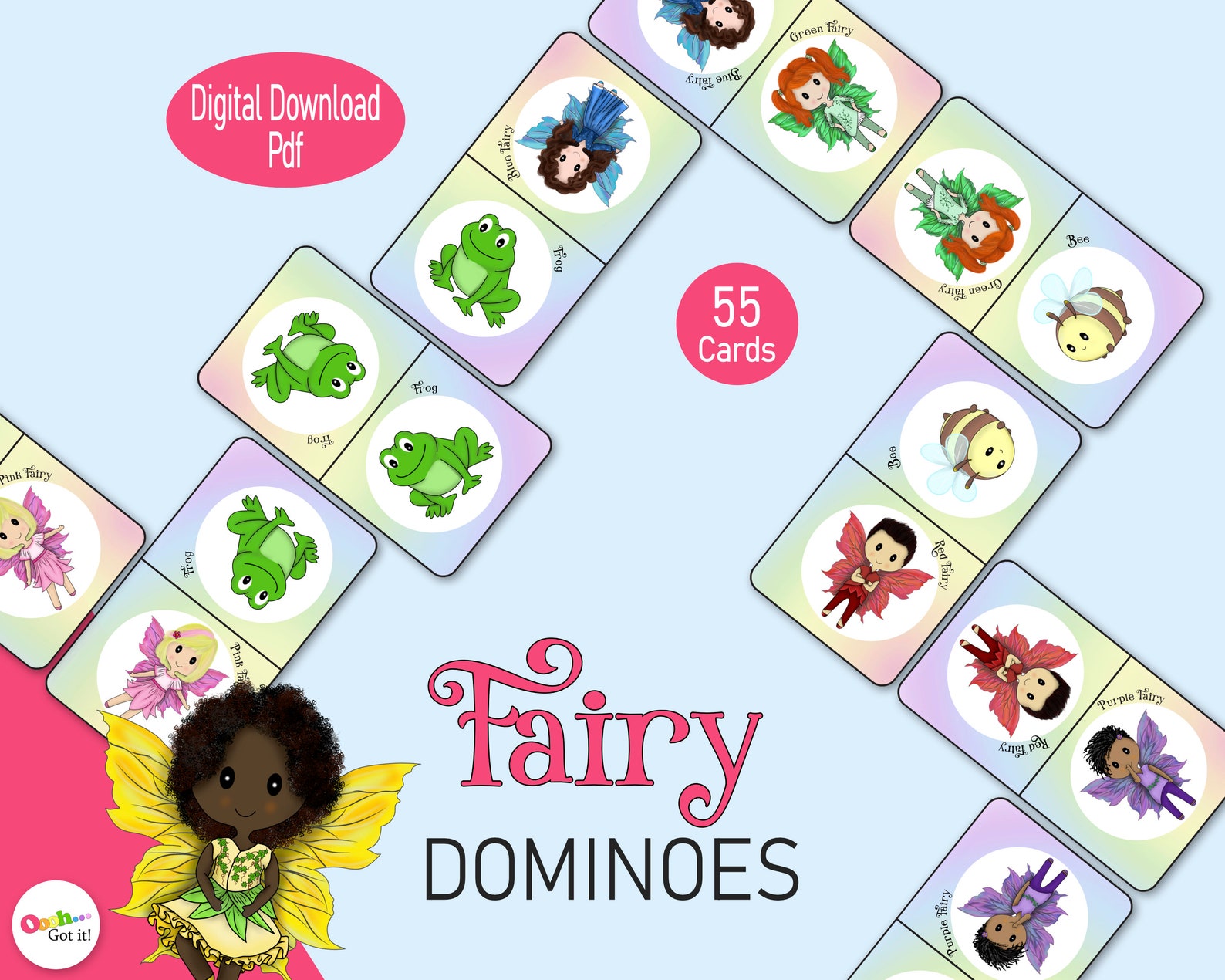 Fairy Dominoes, a Printable Magical Picture Matching Game for Kids ...