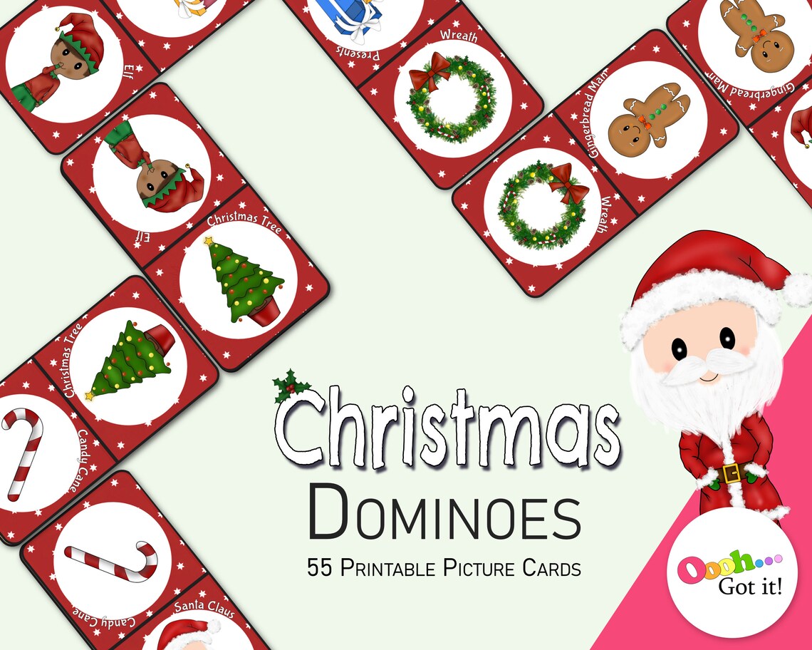 Christmas Dominoes a Printable Game for Christmas Eve Xmas | Etsy