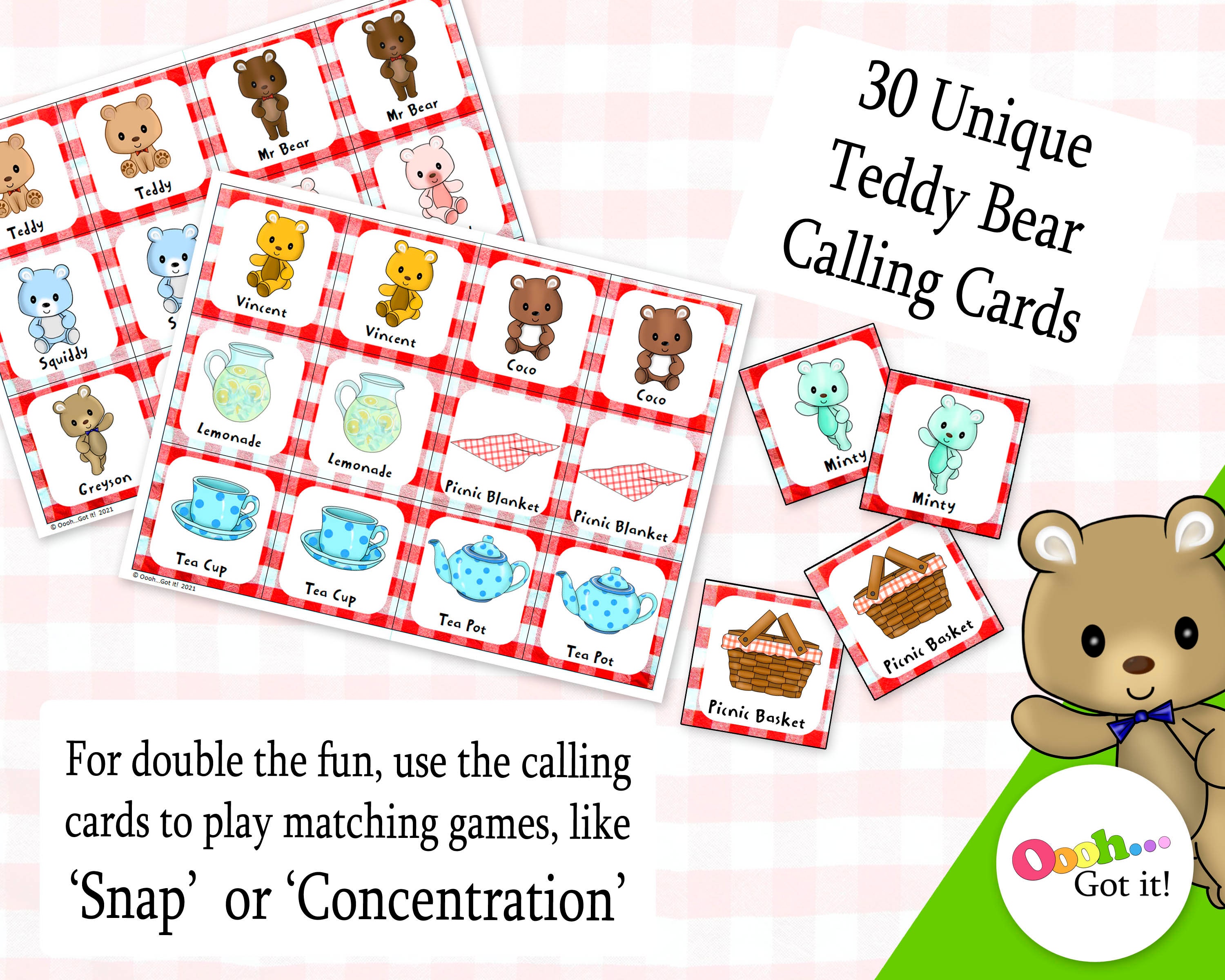 Teddy Bears Picnic Bingo a printable baby shower or 1st | Etsy
