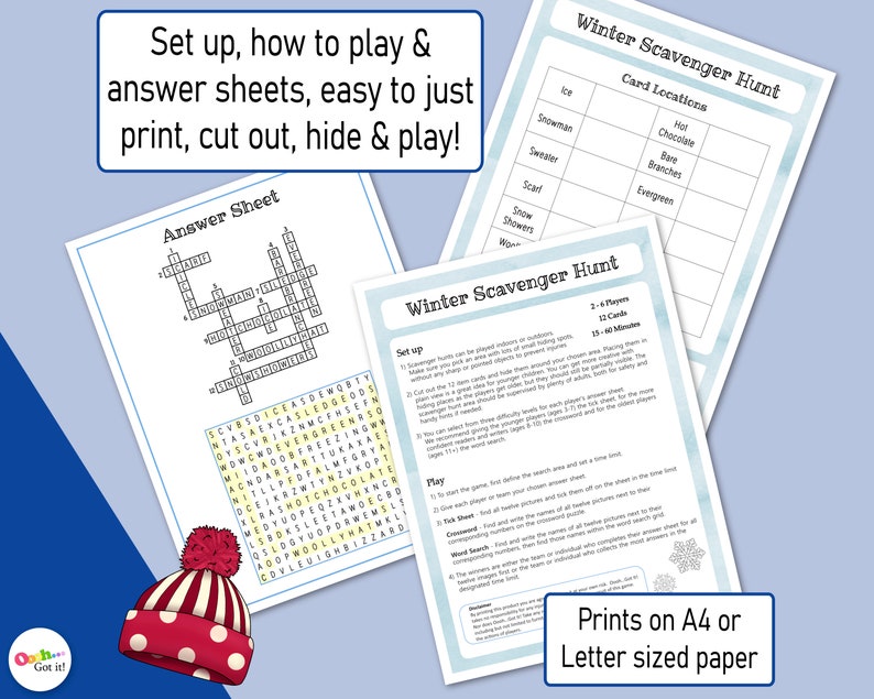 Winter Wonderland Scavenger Hunt, a Printable Picture Matching Family ...
