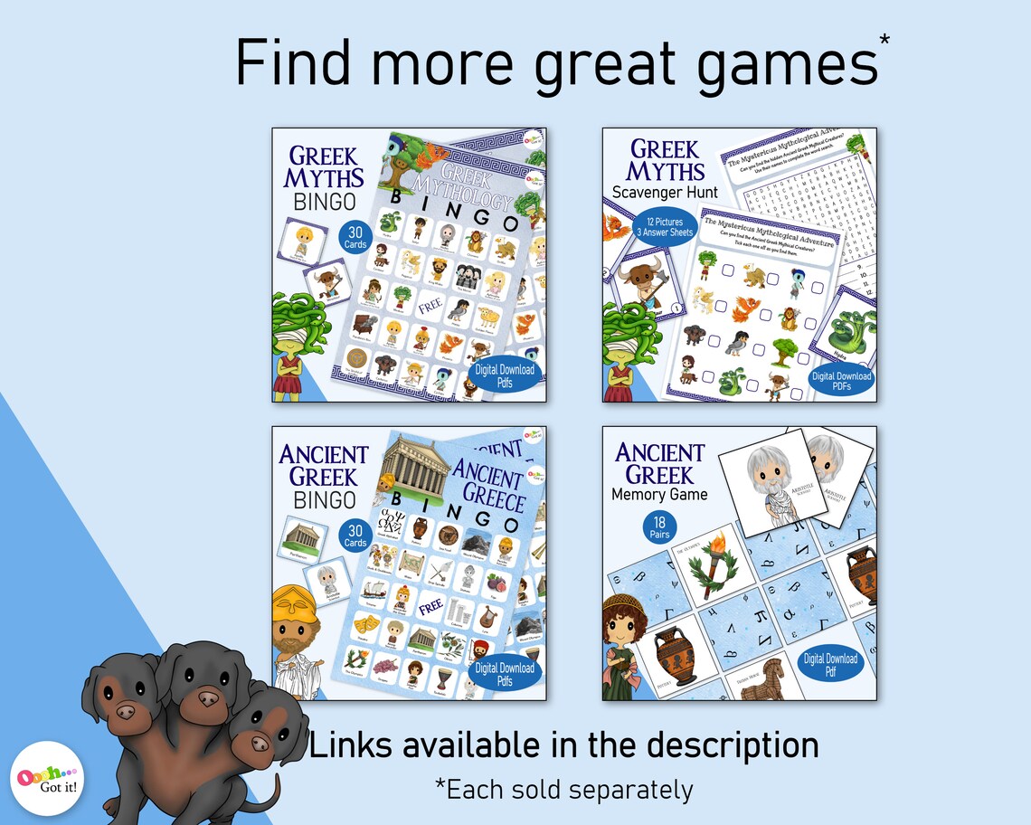 Greek Mythology Memory Game, a Printable Ancient Greece Picture ...